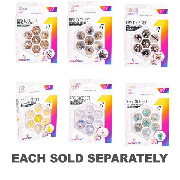 Embraced series RPG dice set (6 color options) – Alpha Omega Hobby