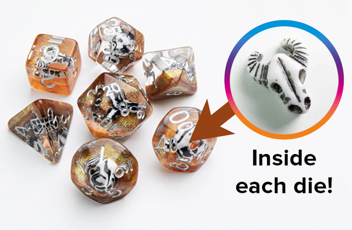 Embraced series RPG dice set (6 color options) – Alpha Omega Hobby