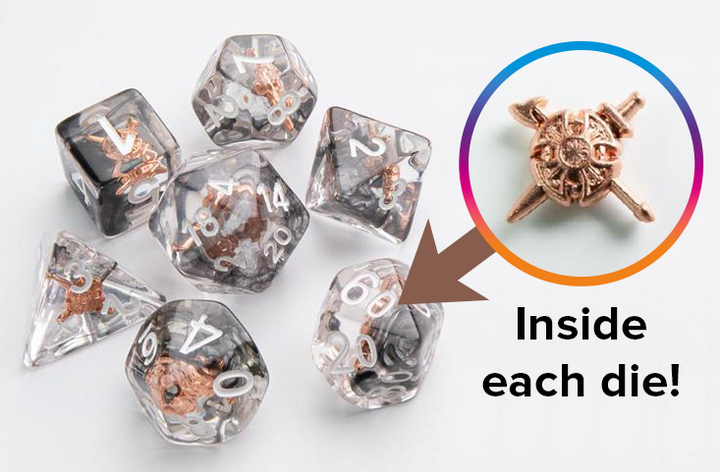 Embraced series RPG dice set (6 color options) – Alpha Omega Hobby
